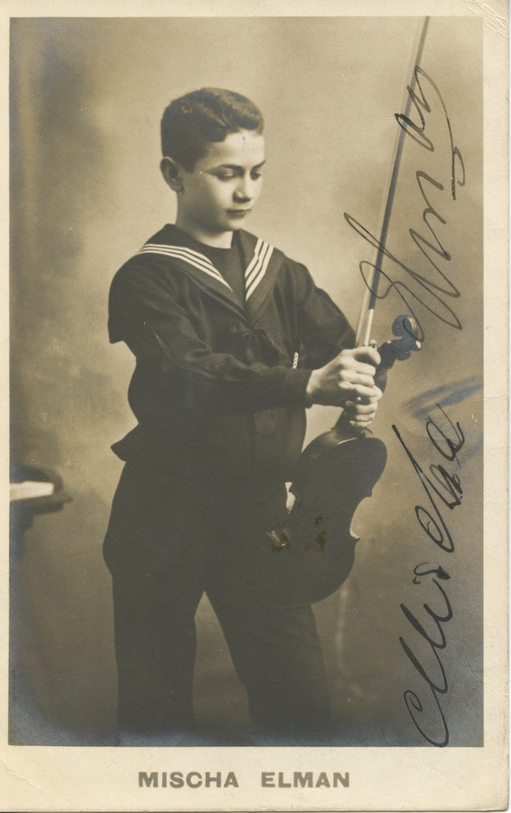 Elman, Mischa. (1891–1967) Signed Childhood Photograph – Schubertiade Music and Arts