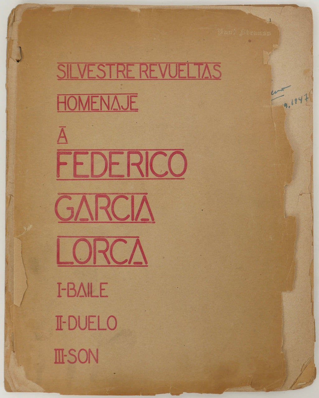 [García Lorca, Federico. (1898-1936)] Revueltas, Silvestre. (1899–1940 ...