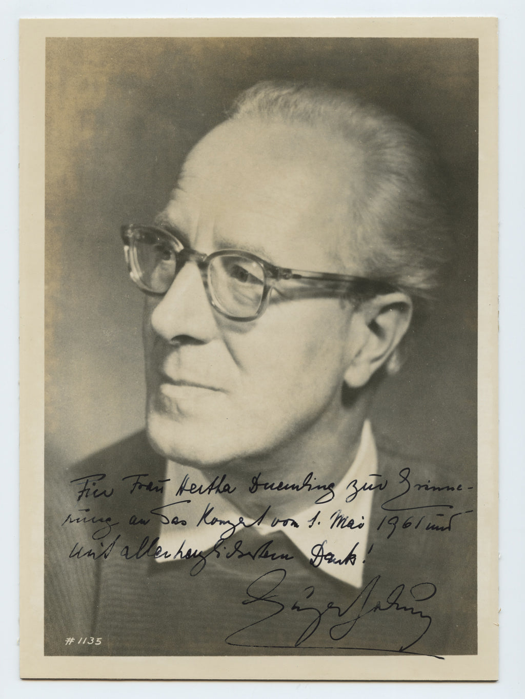Jochum, Eugen. (1902–1987) Signed Photograph – Schubertiade Music and Arts