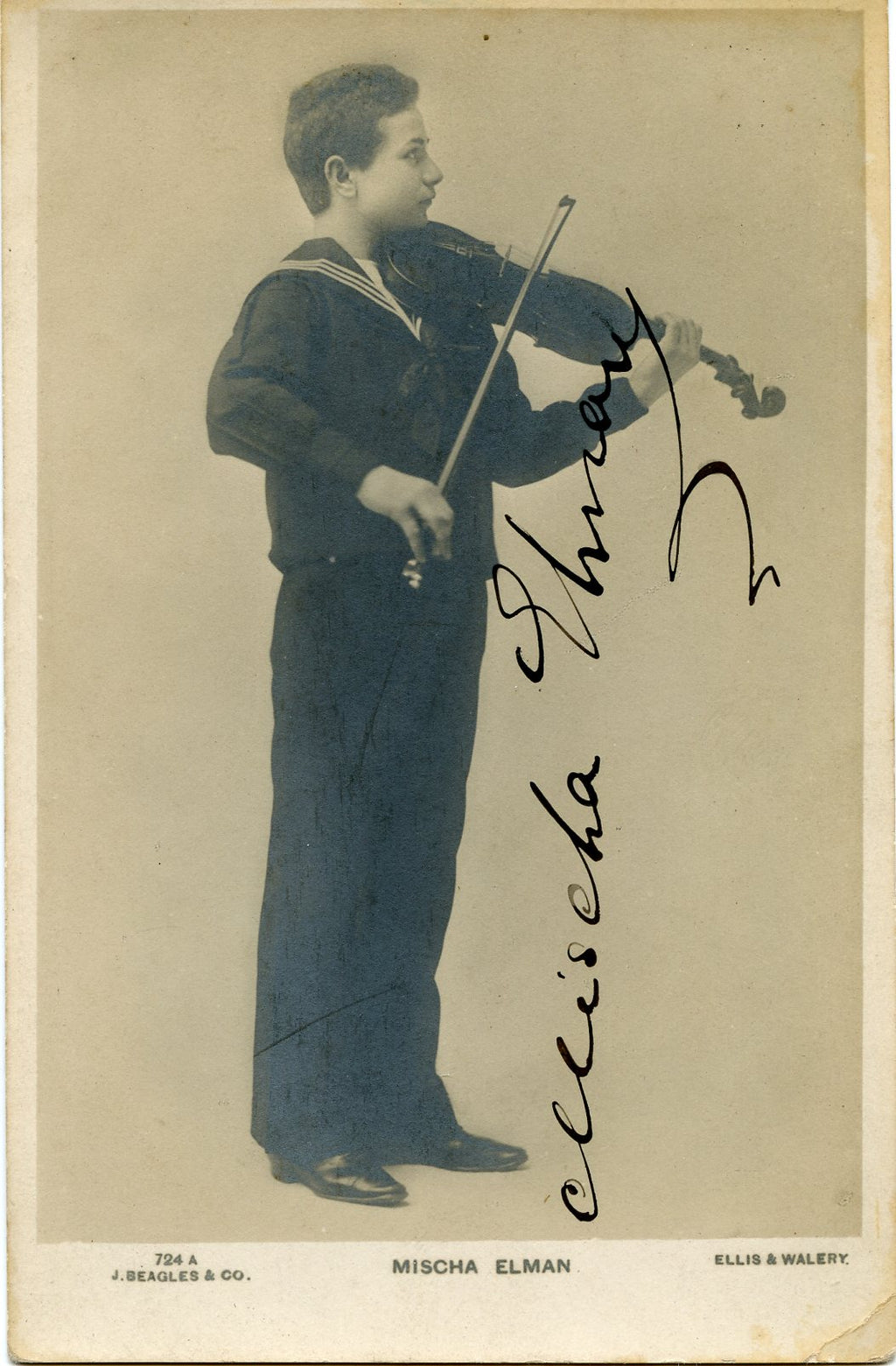 Elman, Mischa. (1891–1967) Childhood Signed Photograph – Schubertiade Music and Arts