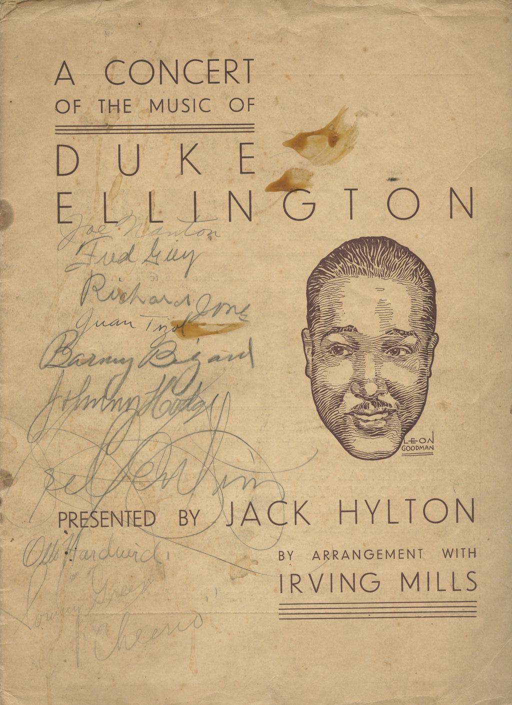 [Ellington, Duke. (1899–1974)] Signed program of the Duke Ellington Or ...