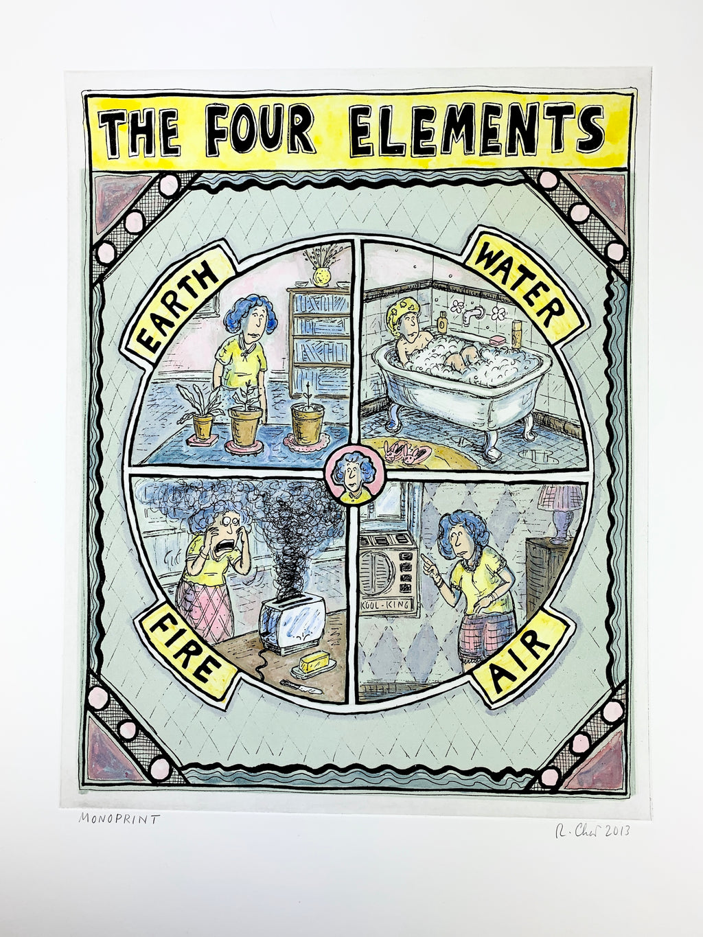 Chast, Roz. (b. 1954) "The Four Elements" – Signed Monoprint ...