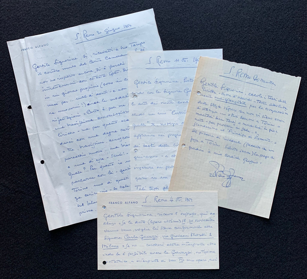 Alfano, Franco. (1875–1954) Collection of Letters Regarding an Invitat ...