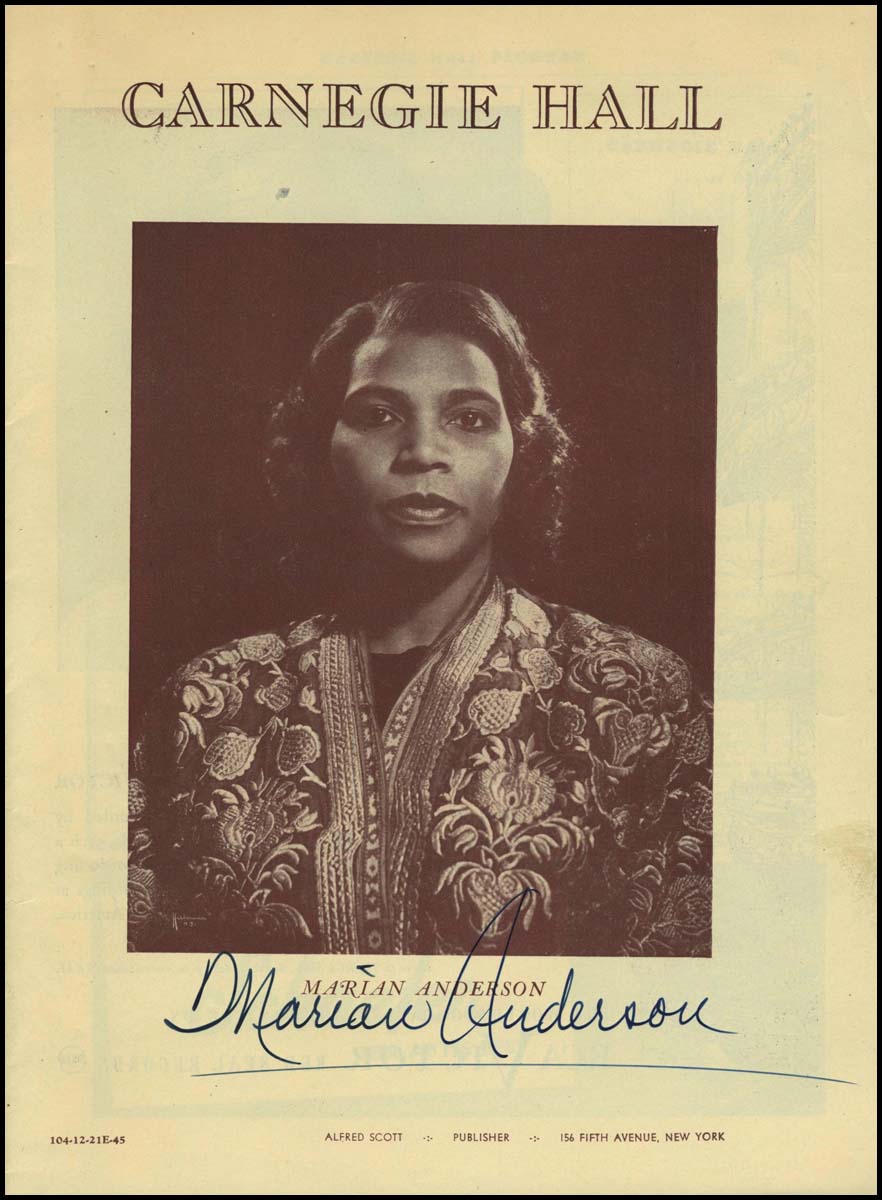Anderson, Marian. (1897–1993) Signed Photograph – Schubertiade Music ...