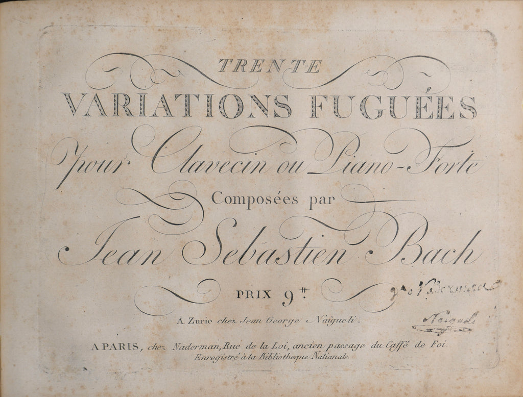 Bach, J.S. (1685-1750) A FIRST AND TWO EARLY BACH EDITIONS BY NÄGELI ...