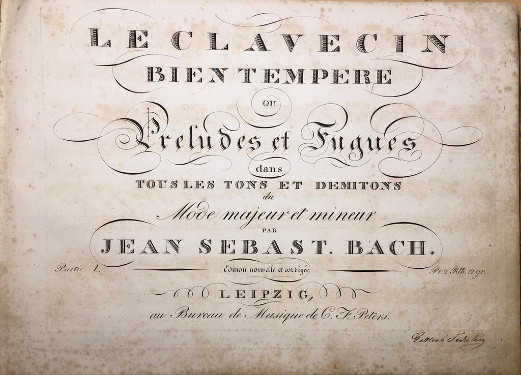 Bach, Johann Sebastian. (1685-1750) Le Clavecin Bien Temperé . . . Edi ...