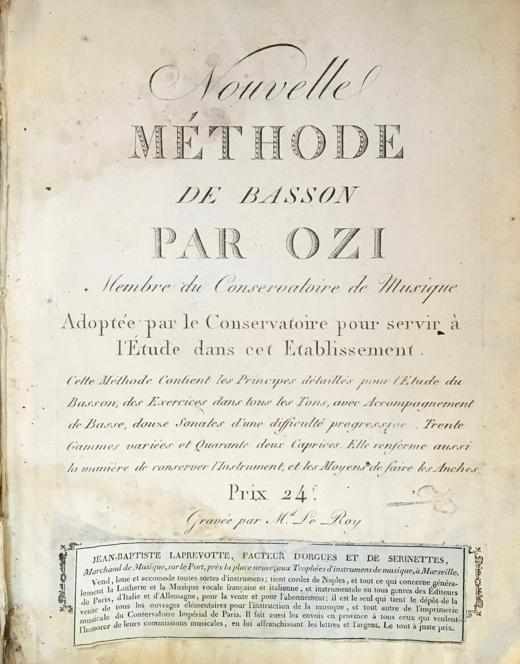 [BASSOON] Ozi, Etienne. (1754-1813) Nouvelle méthode de basson par Ozi ...