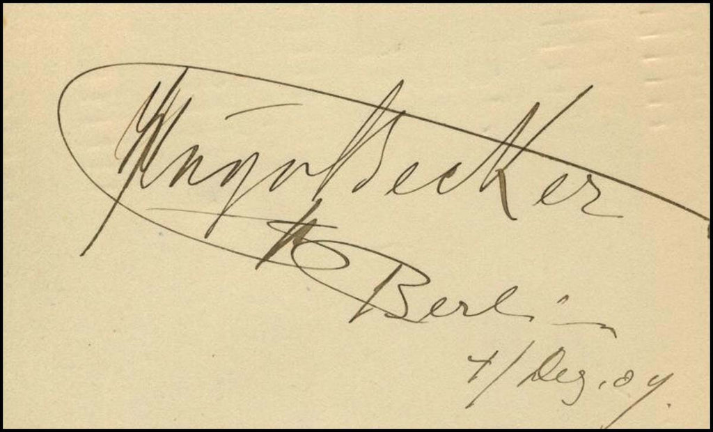Becker, Hugo. (1863 - 1941) Autograph Signature – Schubertiade Music ...