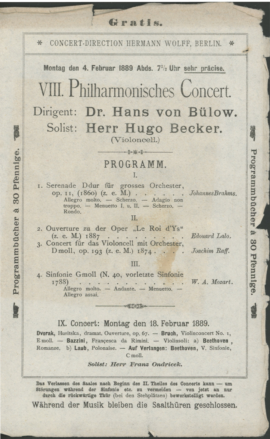 [Becker, Hugo. (1863–1941)] [Bülow, Hans von. (1830–1894)] [Raff, Joac ...