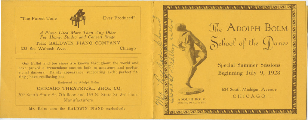 Bolm, Adolph. (1884–1951) 1928 Brochure for the Adolph Bolm School of ...