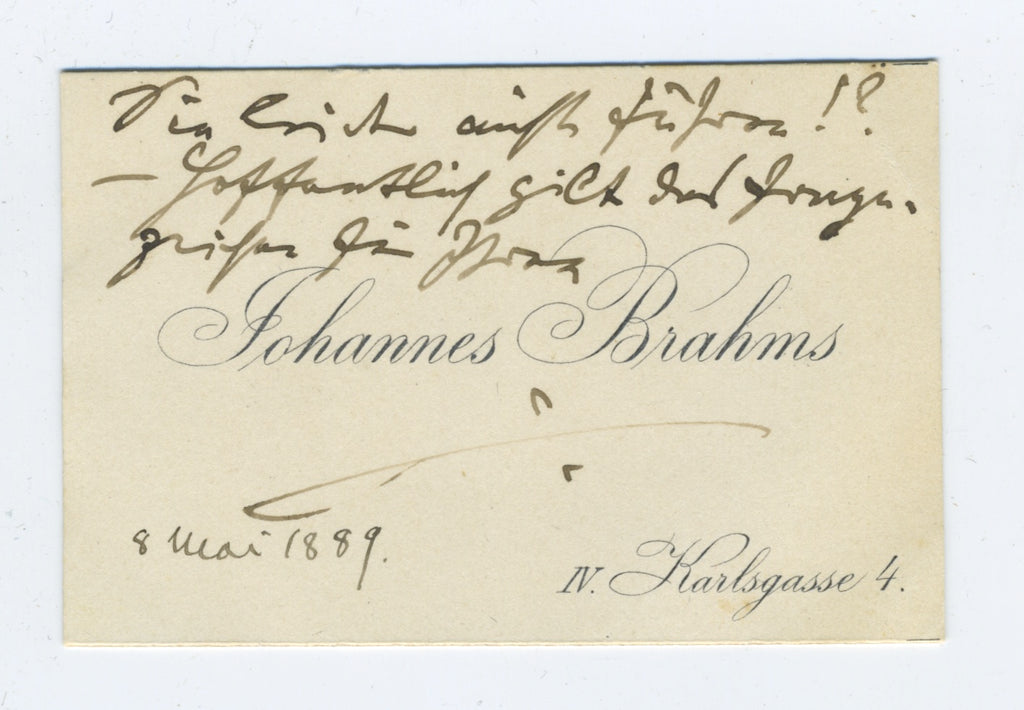 Brahms, Johannes. (1833–1897) Printed Visiting Card with Autograph Not ...
