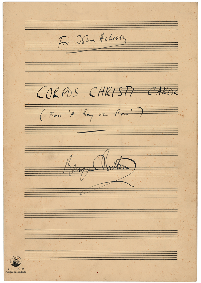 Britten, Benjamin. (1913–76) & Holst, Imogen. (1907 - 1984) 'Corpus Ch ...