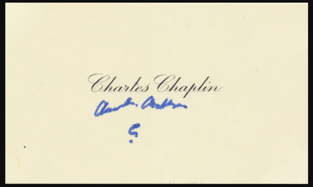 Chaplin, Charlie. (1889-1977) Autograph Signature on Visiting Card ...