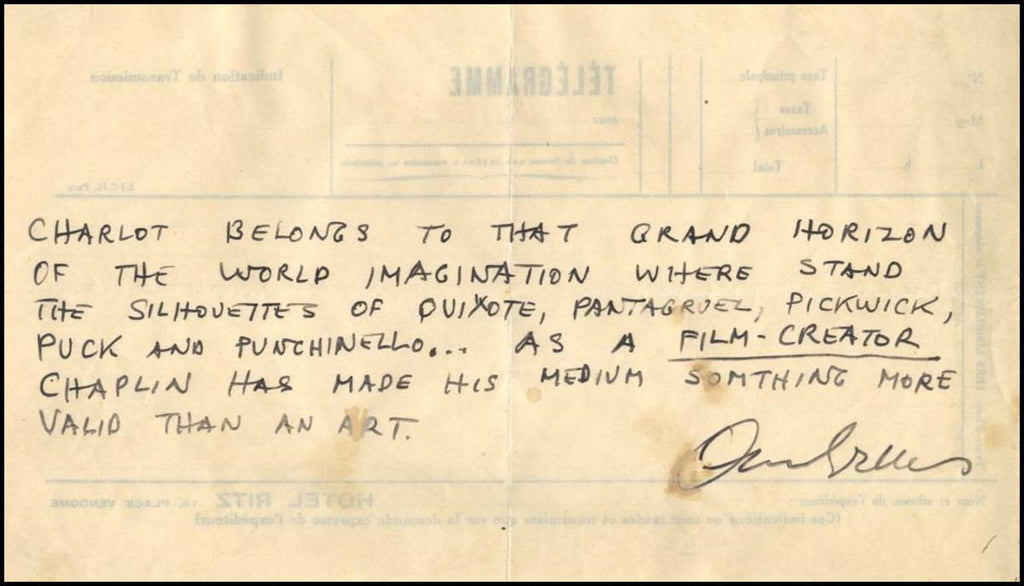 [Film & Theater] [Chaplin, Charlie. (1889–1977)] Welles, George Orson ...