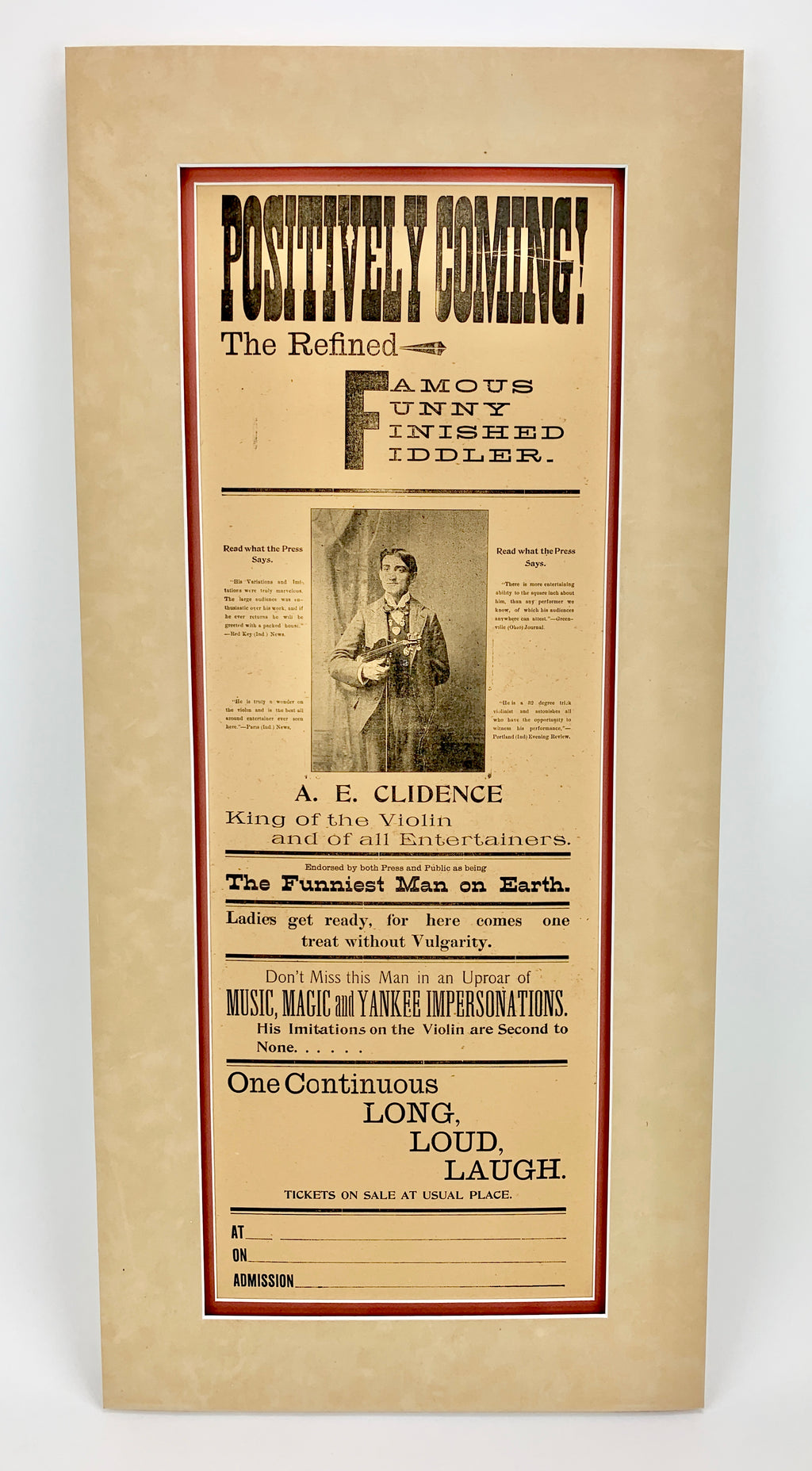 [Violin] Clidence, A. E. "The Famous Funny Finished Fiddler" - Vaudevi ...