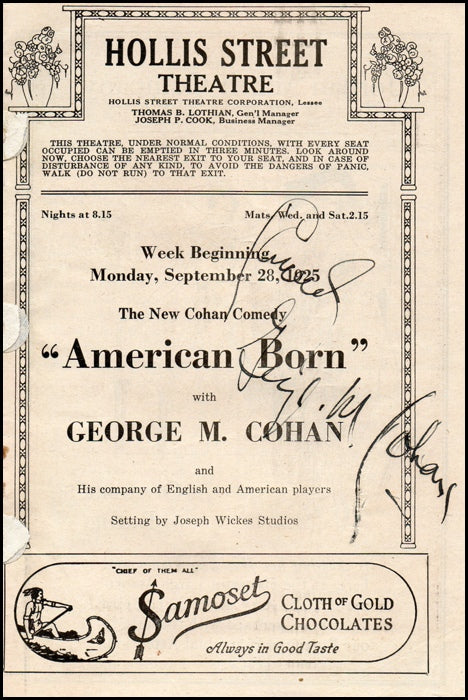 Cohan, George. M. (1878-1942) Original Photograph – Schubertiade Music ...