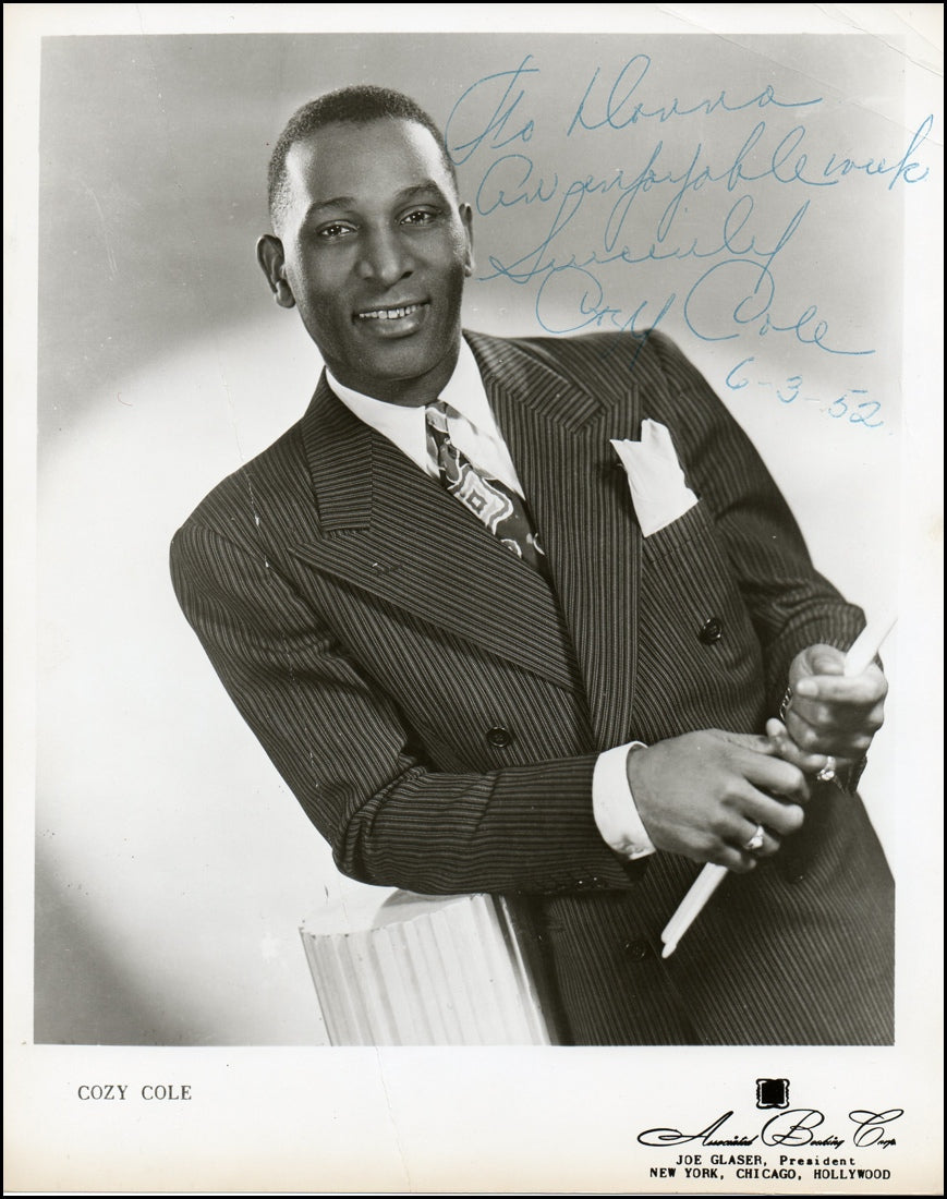 Cole, Cozy. (1909–1981) Signed Photograph – Schubertiade Music and Arts