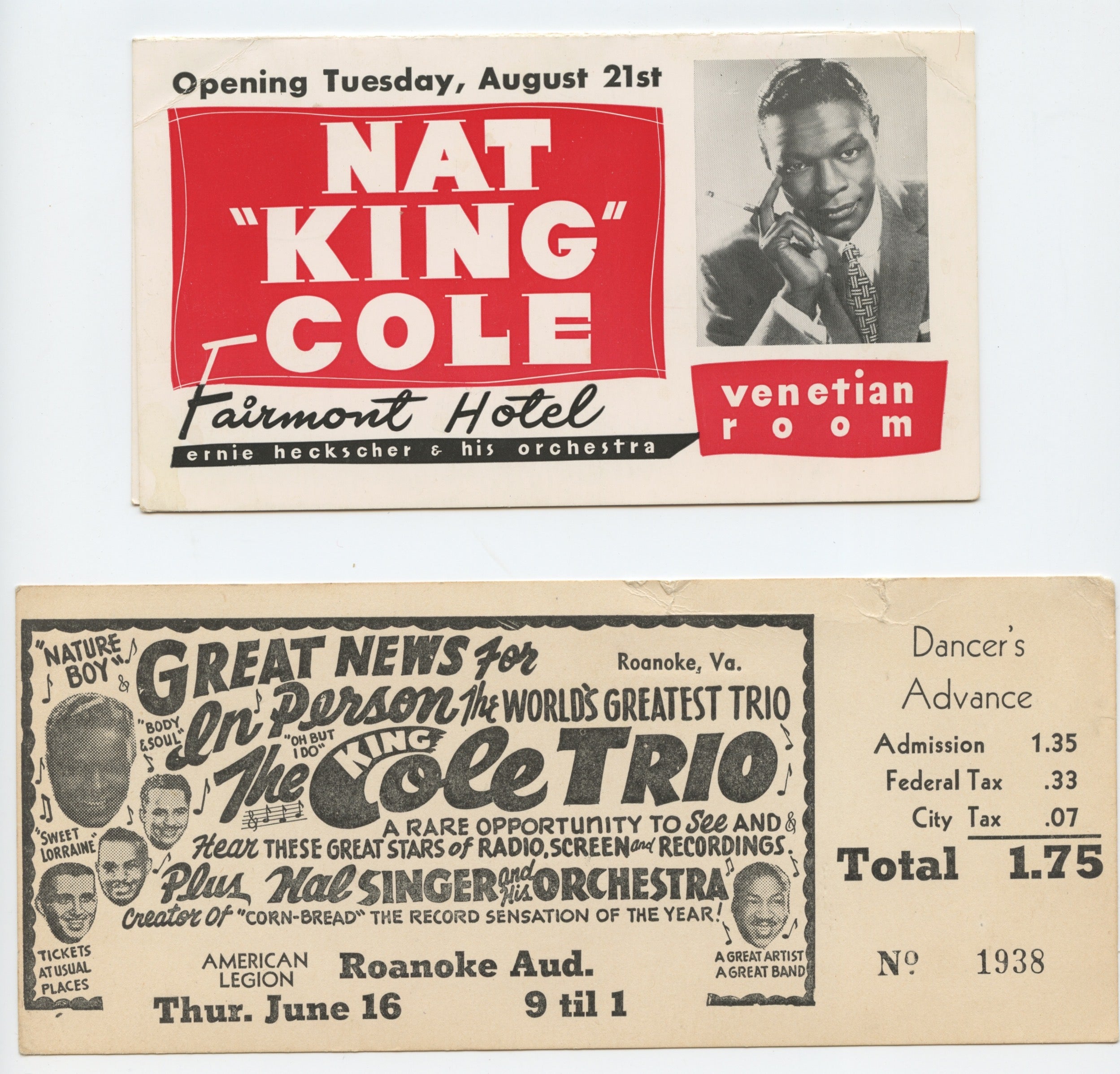 Cole, Nat King. (1919–1965) & Singer, Hal. (1919–2020) & Paige, Janis ...