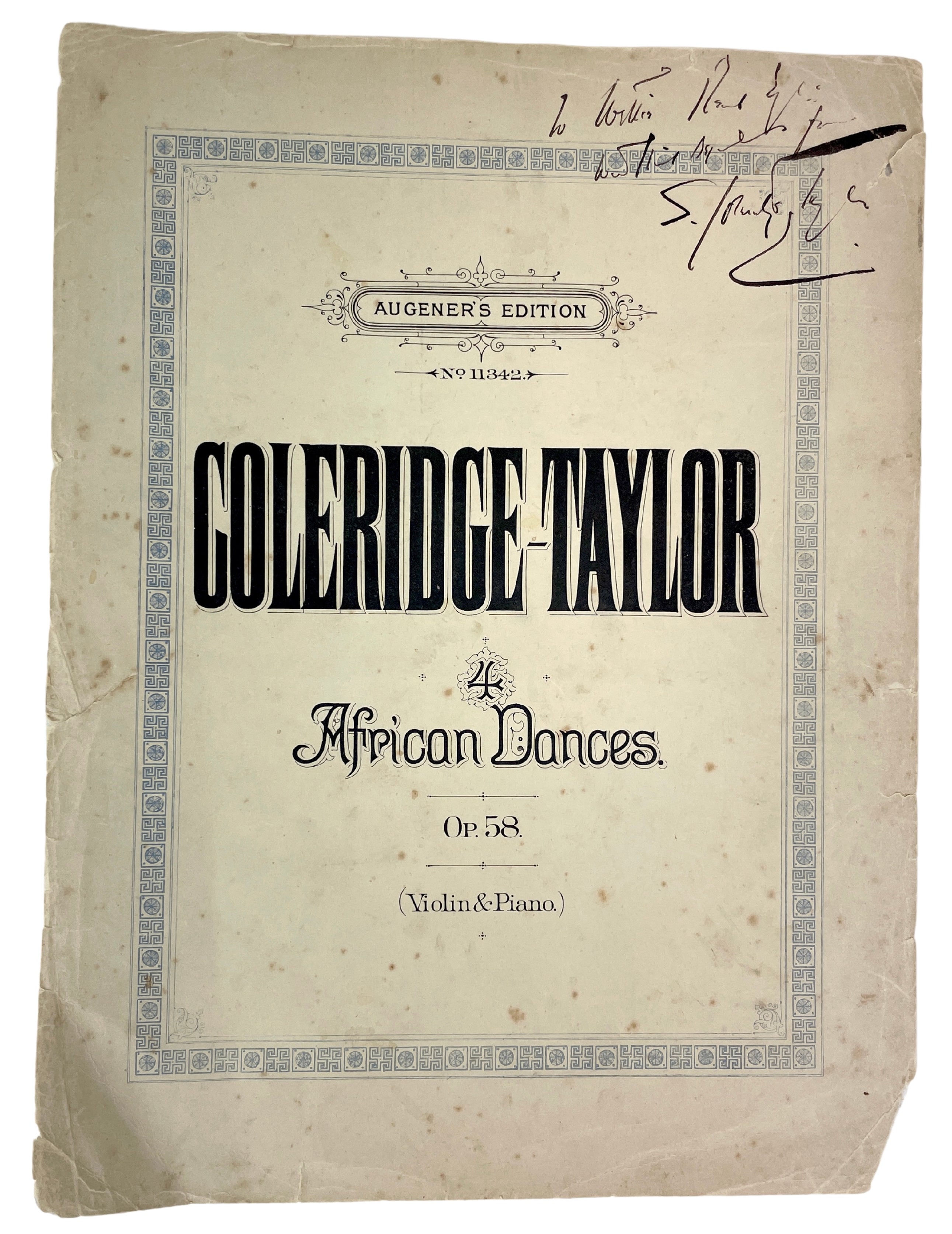 Coleridge-Taylor, Samuel. (1875–1912) 4 African Dances - Signed Title ...