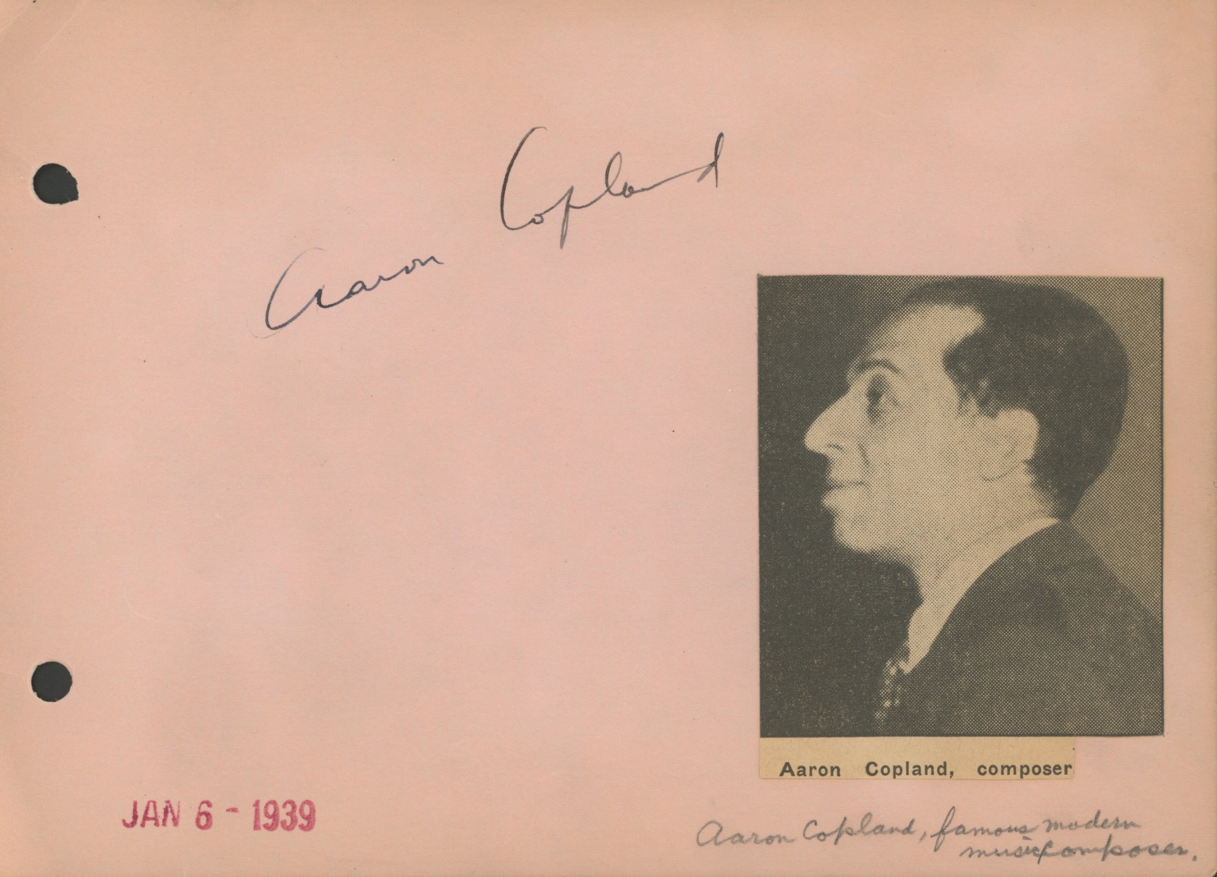Copland, Aaron. (1900–1990) Autograph Signature – Schubertiade Music ...
