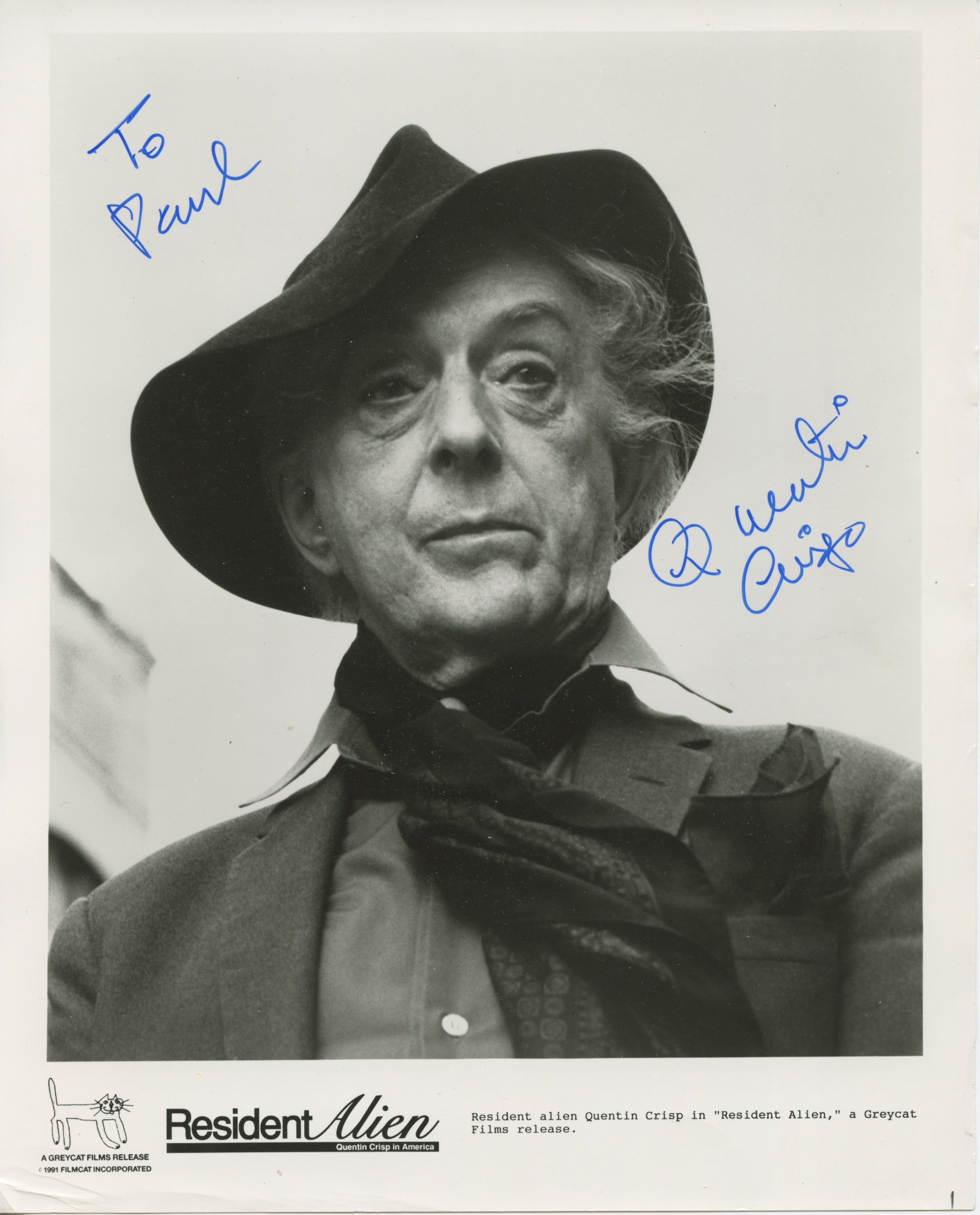 Crisp, Quentin. (1908–1999) "Resident Alien"—Signed Photograph ...