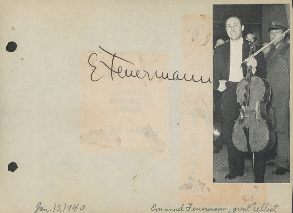 Feuermann, Emanuel. (1902–1942) Autograph Signature – Schubertiade ...