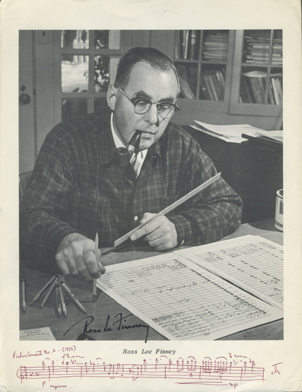 Finney, Ross Lee. (1906–1997) Signed Photograph with Autograph Musical ...