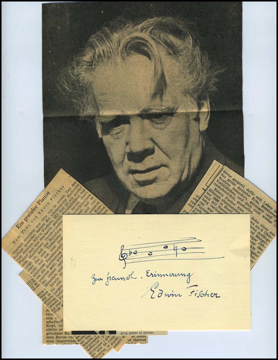 Fischer, Edwin. (1886-1960) Autograph Musical Quotation - "B-A-C-H ...