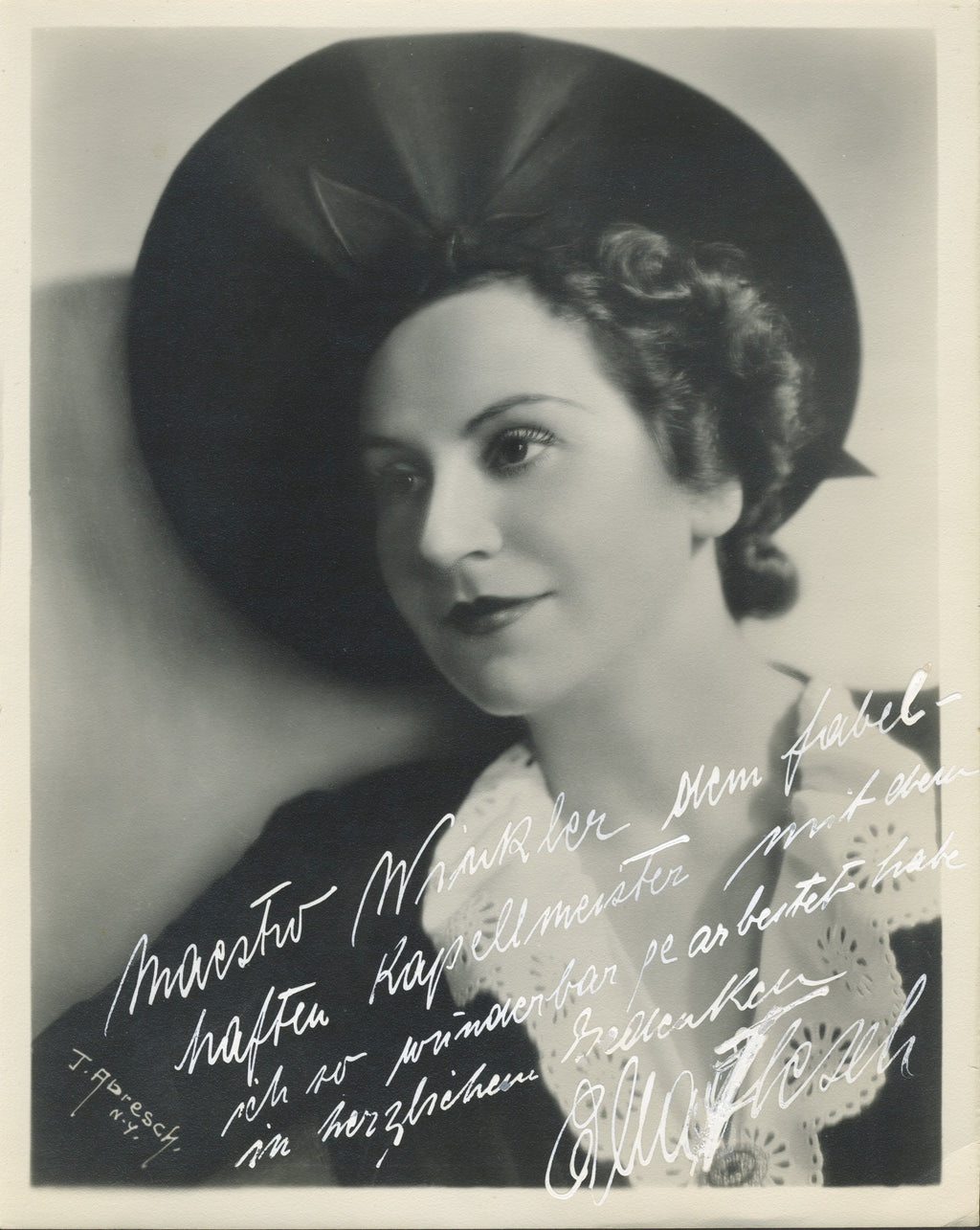 Flesch, Ella. (1900–1957) Signed Photograph – Schubertiade Music and Arts