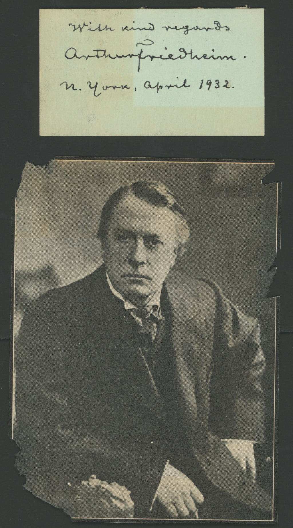 [Liszt, Franz. (1811–1886)] Friedheim, Arthur. (1859–1932) Signed Card ...