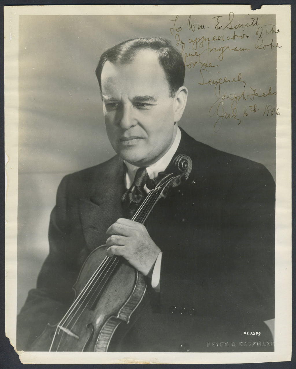 Fuchs, Joseph. (1899–1997) Signed Photograph – Schubertiade Music and Arts