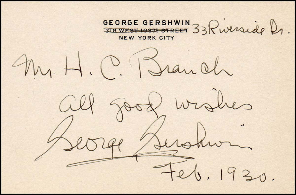 Gershwin, George. (1898–1937) Autograph Signature – Schubertiade Music ...