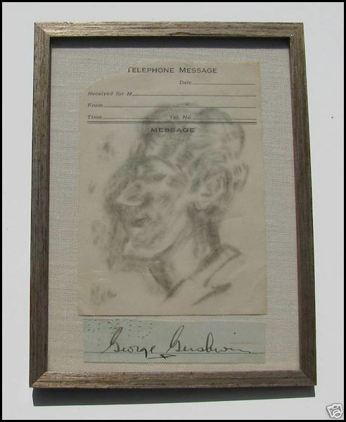 Gershwin, George. (1898–1937) Original Self-Portrait Drawing and Autog ...