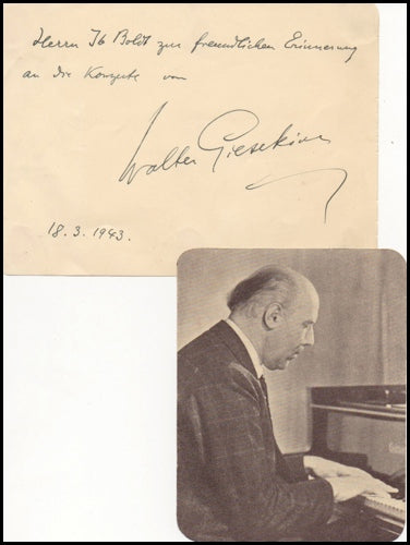 Gieseking, Walter. (1895-1956) Autograph Signature. – Schubertiade ...