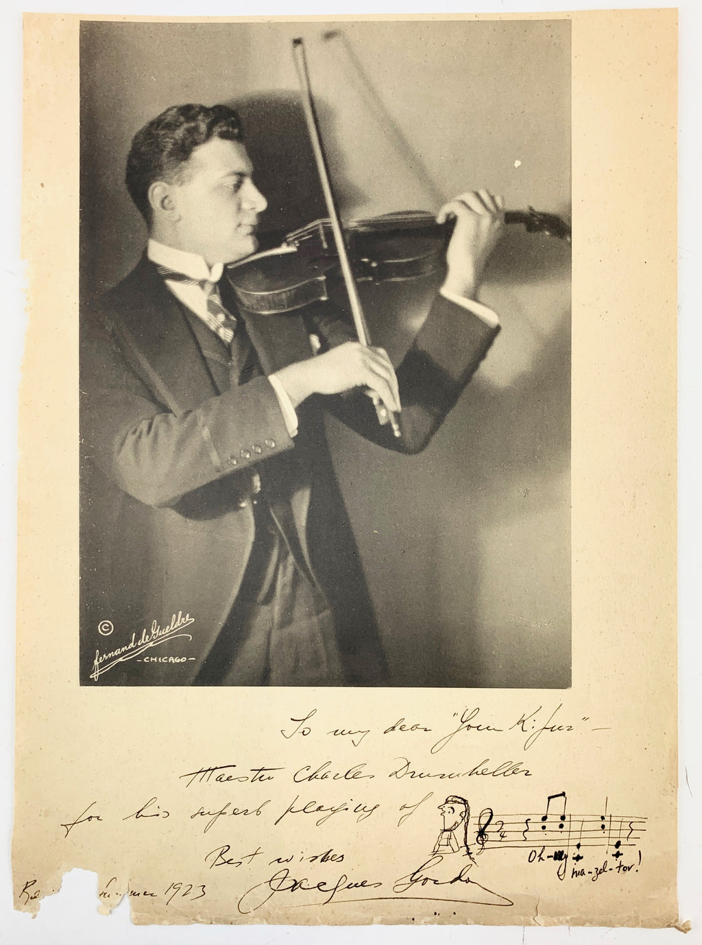 Gordon, Jacques. (1899–1948) Signed Photograph with Autograph Musical ...