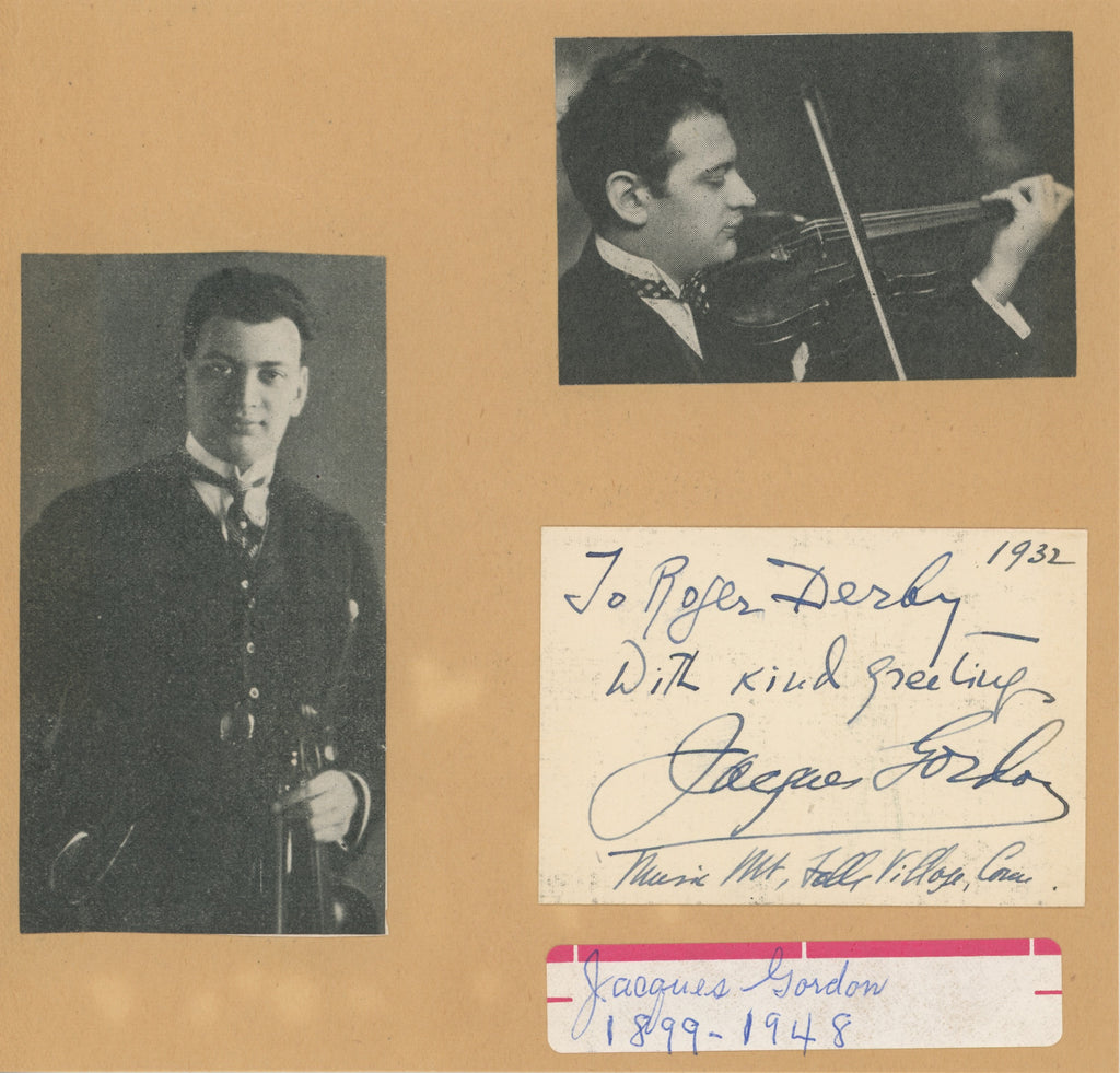 Gordon, Jacques. (1899–1948) Autograph Signature – Schubertiade Music ...