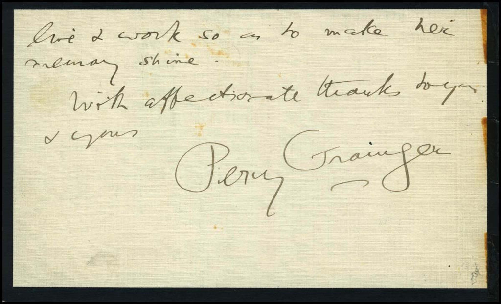 Grainger, Percy. (1882–1961) Autograph Letter – Schubertiade Music and Arts