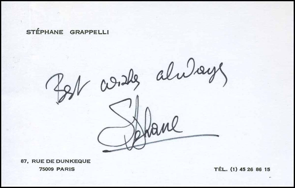 [Jazz & Song] Grappelli, Stephane. (1908-1997) Signed Visiting Car ...