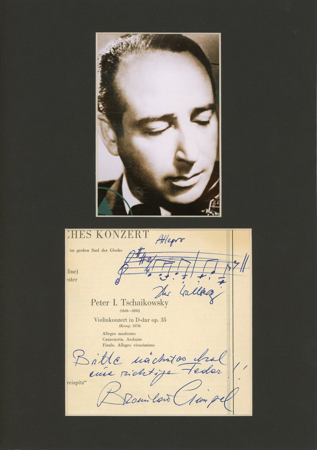 Gimpel, Bronislav. (1911-1979) Tchaikovsky Violin Concerto - Autograph ...