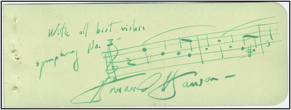 Hanson, Howard. (1896-1981) Autograph Musical Quotation, "Symphony No ...