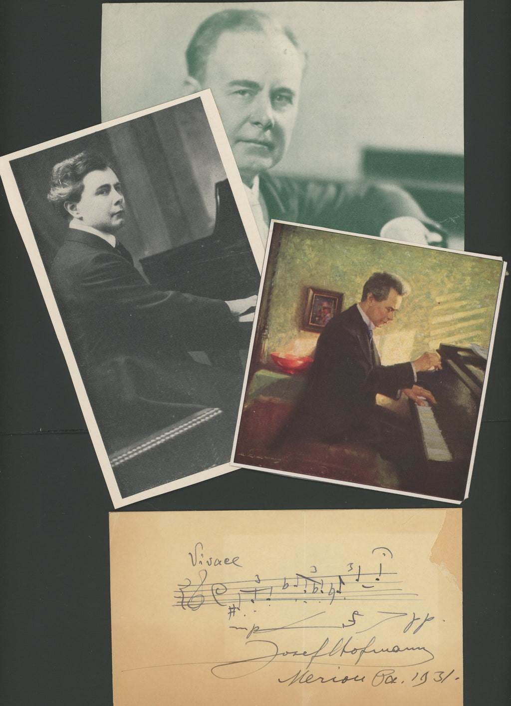 Hofmann, Josef. (1876–1957) Autograph Musical Quotation Signed with Ph ...