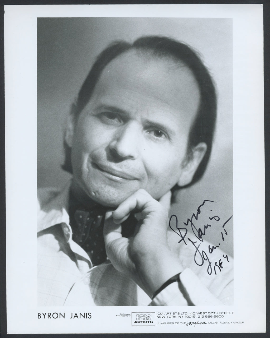 Janis, Byron. (b. 1928) Signed Photograph – Schubertiade Music and Arts