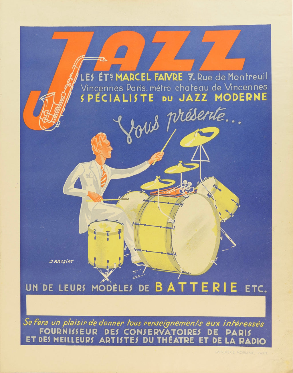 [Jazz & Song] 1930's French Vintage Jazz Poster – Schubertiade Music ...