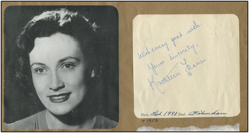 Ferrier, Kathleen. (1912–1953) RARE Autograph Signature – Schubertiade ...