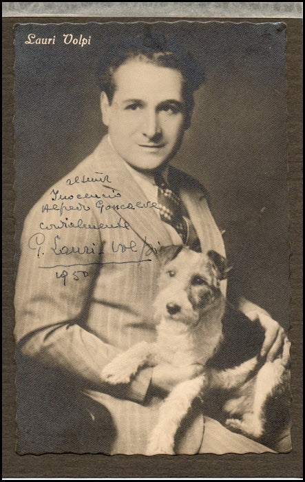 Lauri-Volpi, Giacomo. (1892-1979) Signed Photograph with his Dog ...