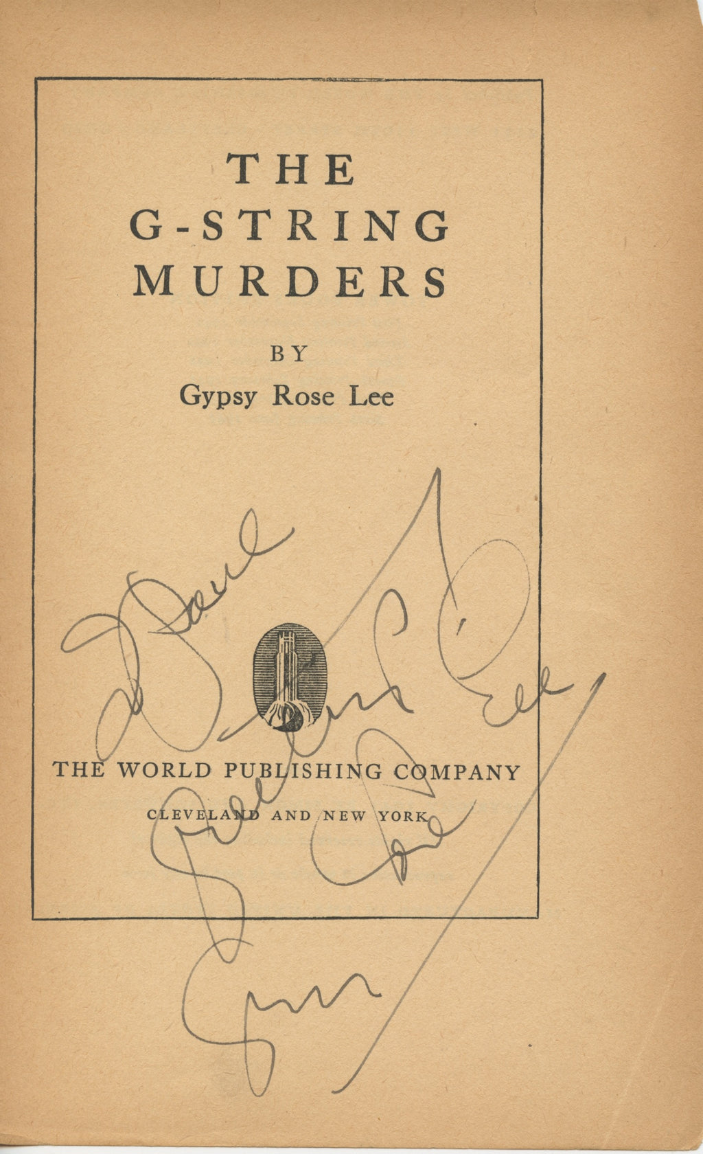 Lee, Gypsy Rose. (1911–1970) "The G-String Murders" - Signed Book Titl ...