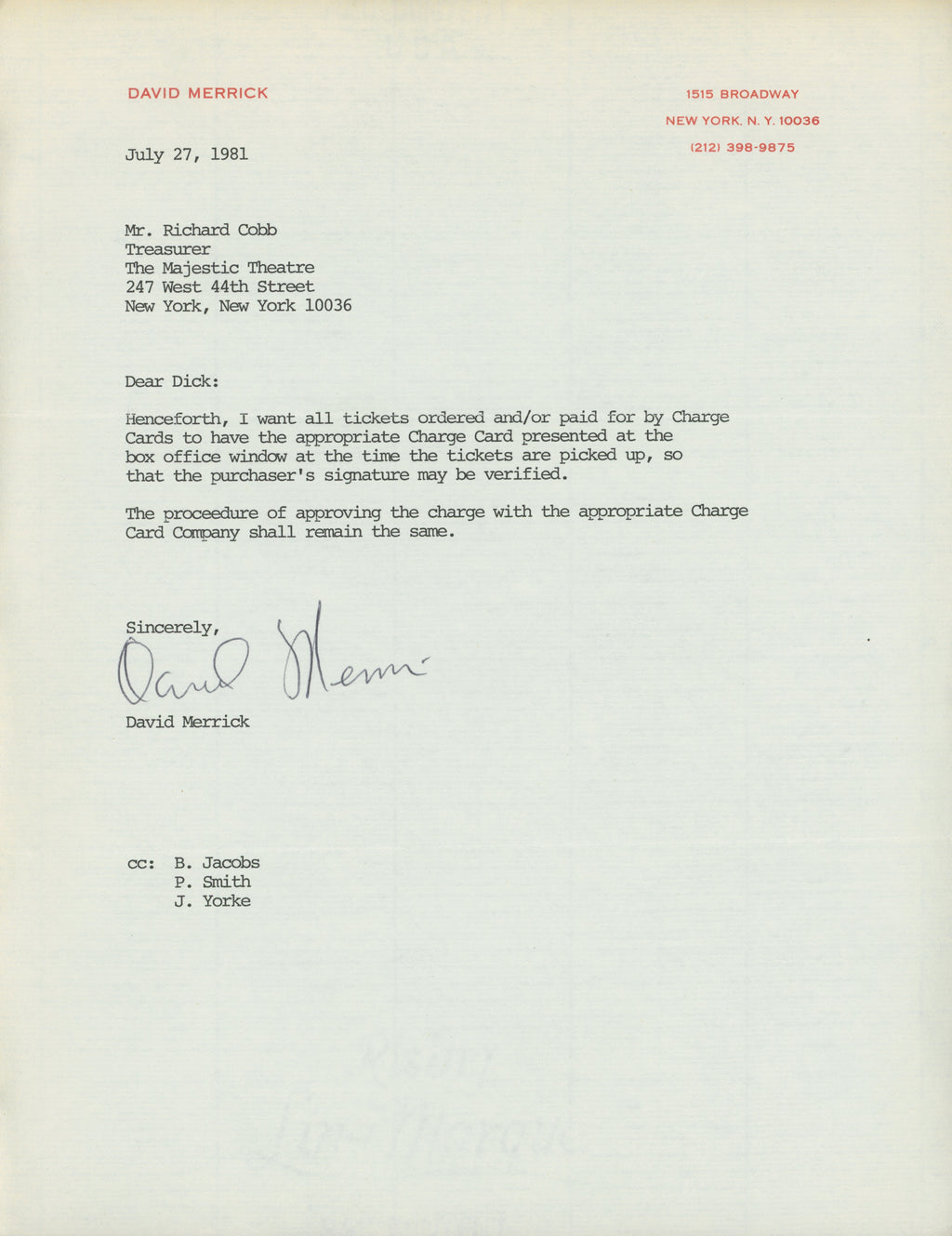 Merrick, David. (1911–2000) Typed Letter Signed – Schubertiade Music ...