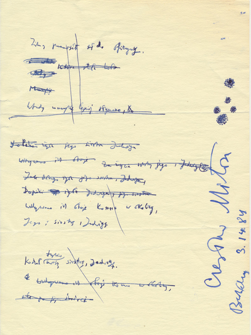 Milosz, Czeslaw. (1911–2004) "In Search of a Homeland" - Signed Manusc ...