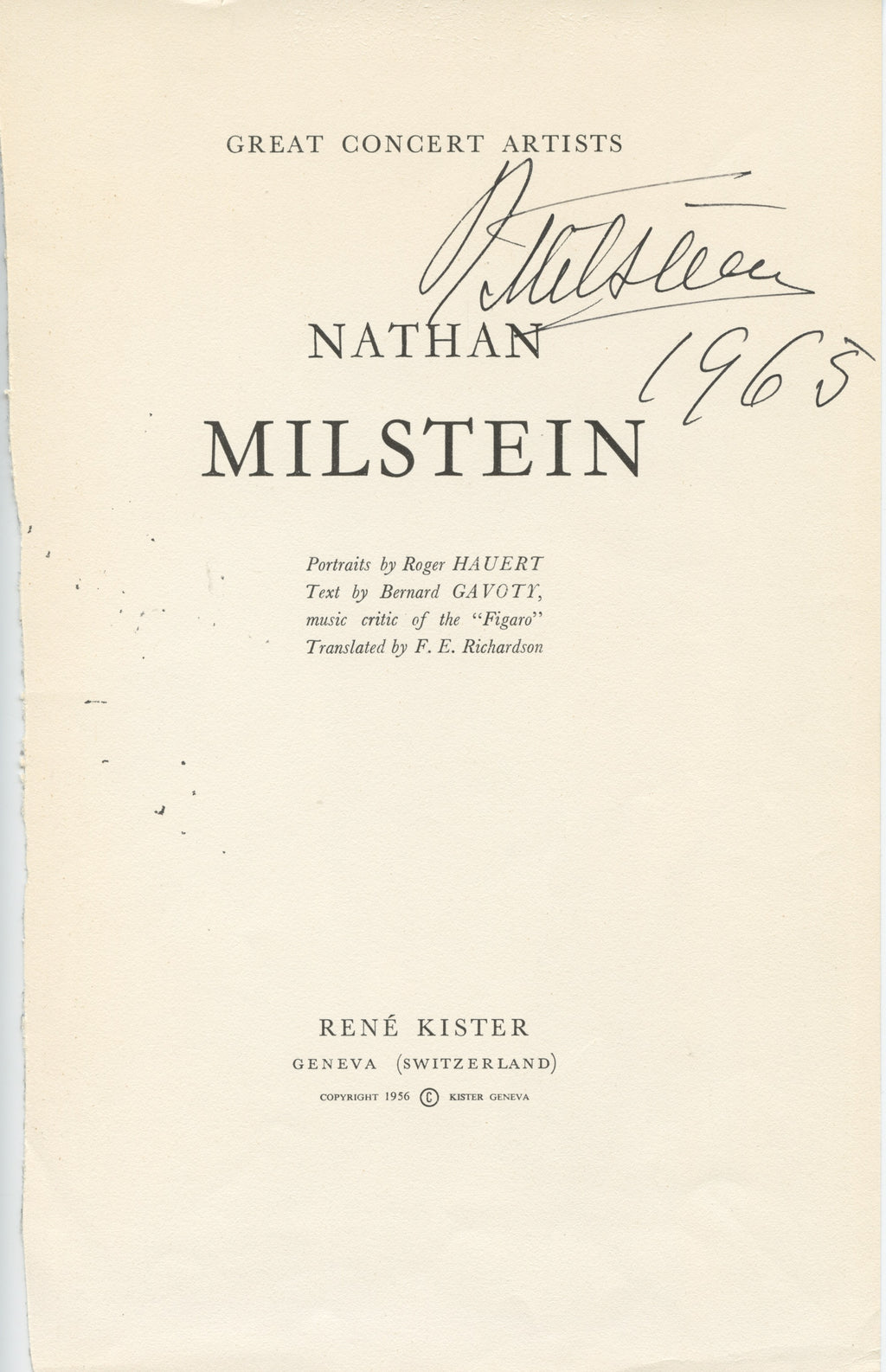 Milstein, Nathan. (1903–1992) Autograph Signature – Schubertiade Music ...
