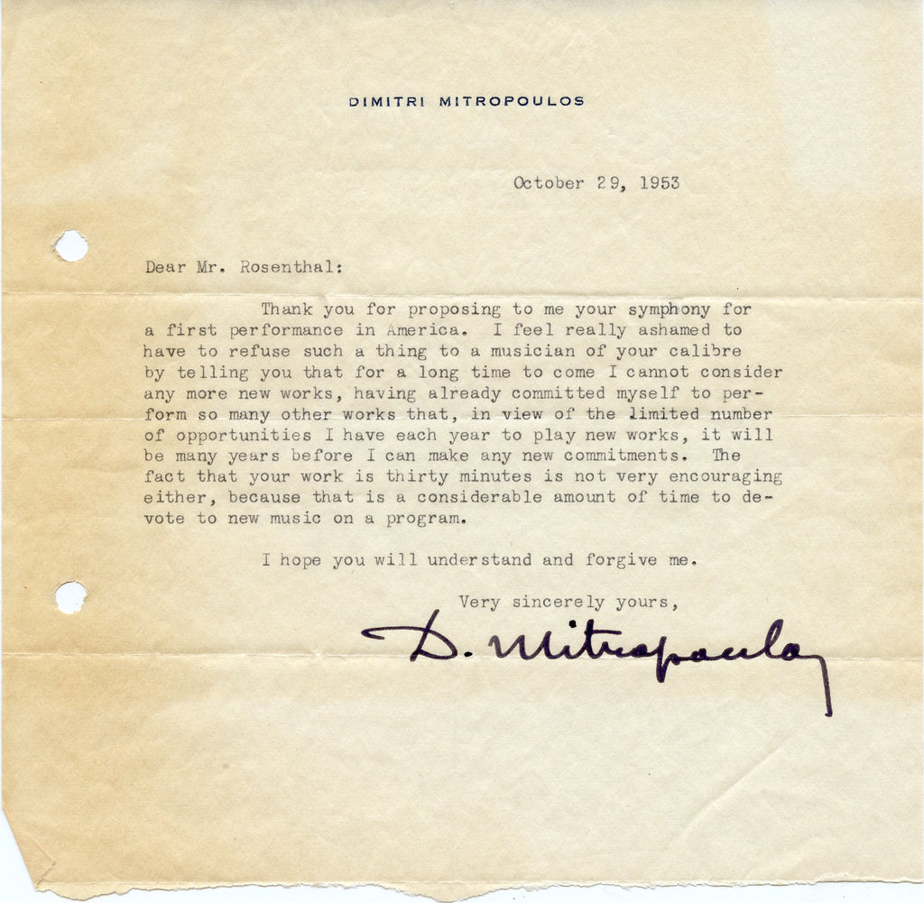 Mitropoulos, Dimitri. (1896–1960) [Rosenthal, Manuel. (1904–2003)] Typ ...